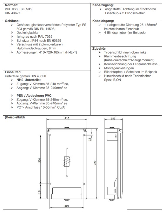 Hausanschlusskasten 250A NH2
