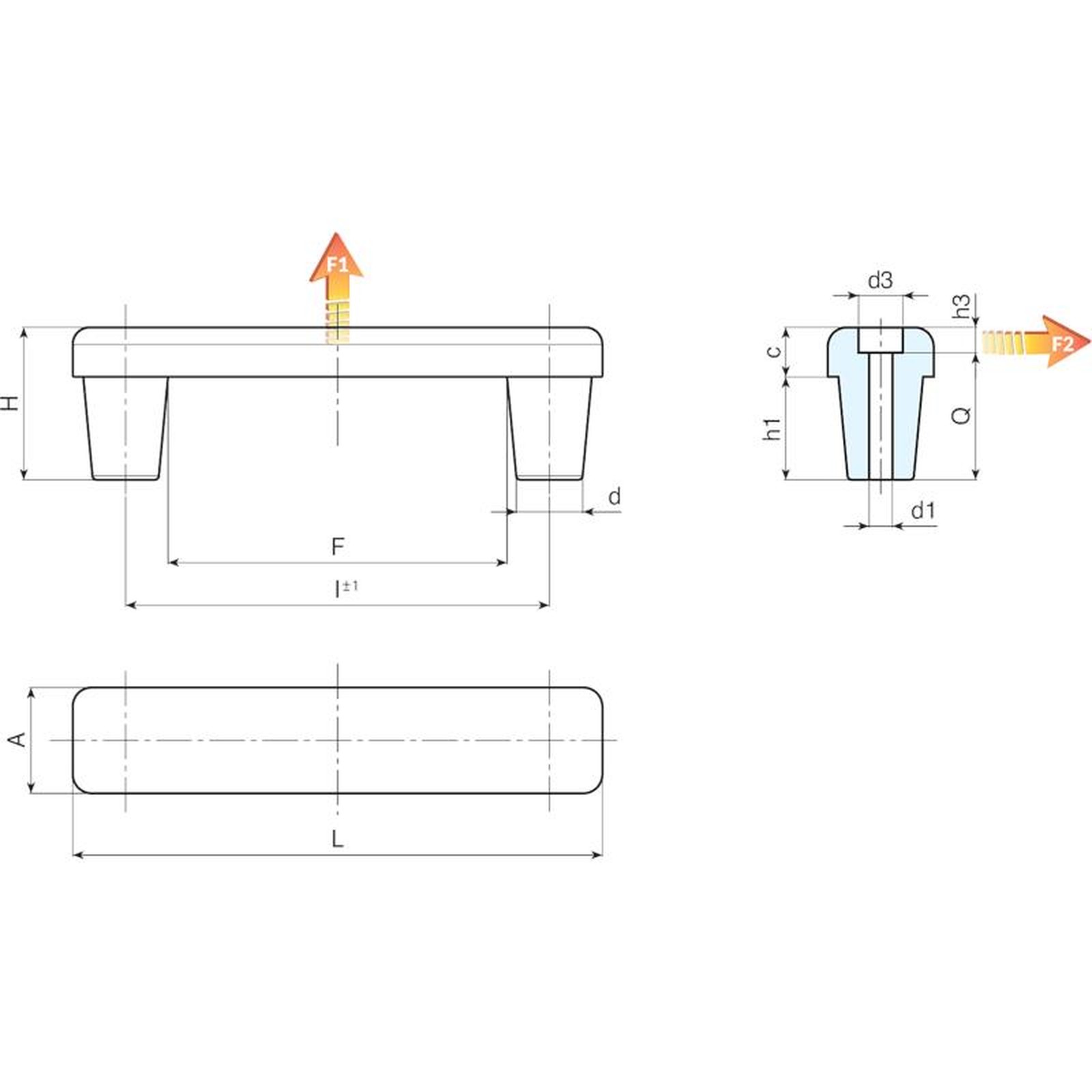 FIXED BRIDGE HANDLE WITH SMOOTH THROUGH HOLE