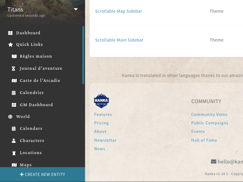 Scrollable Main Sidebar