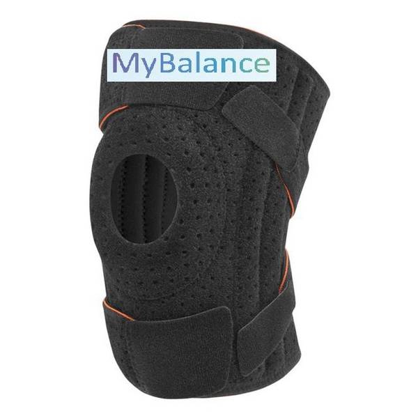 Black Knee Brace with Lateral Stabilizers & Patellar Ring Support ...